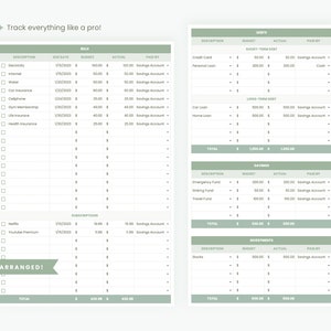 Budget Spreadsheet in Sage Green Colors, Digital Budget Planner, Annual ...