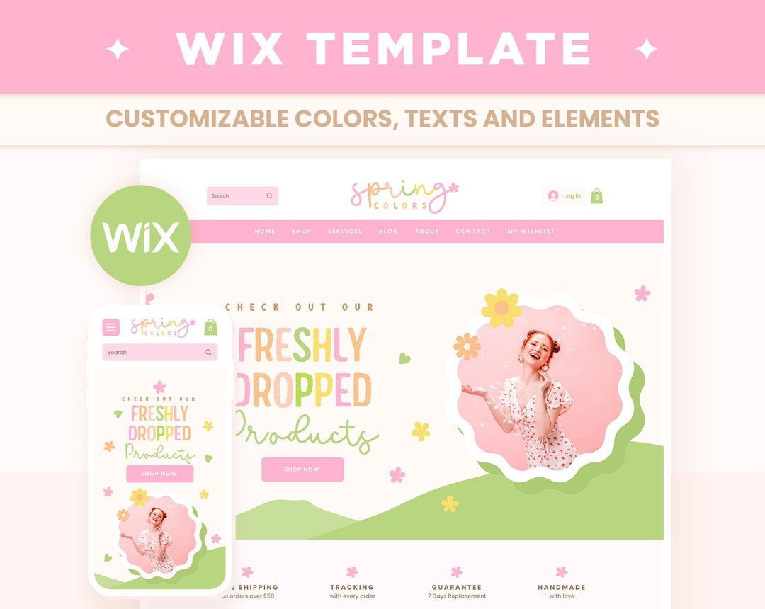 Wix Template in Spring Colors Bright Colorful Flowers Wix - Etsy