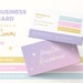 Business Card Template Editable in Canva, Pastel Rainbow Colors Cute ...