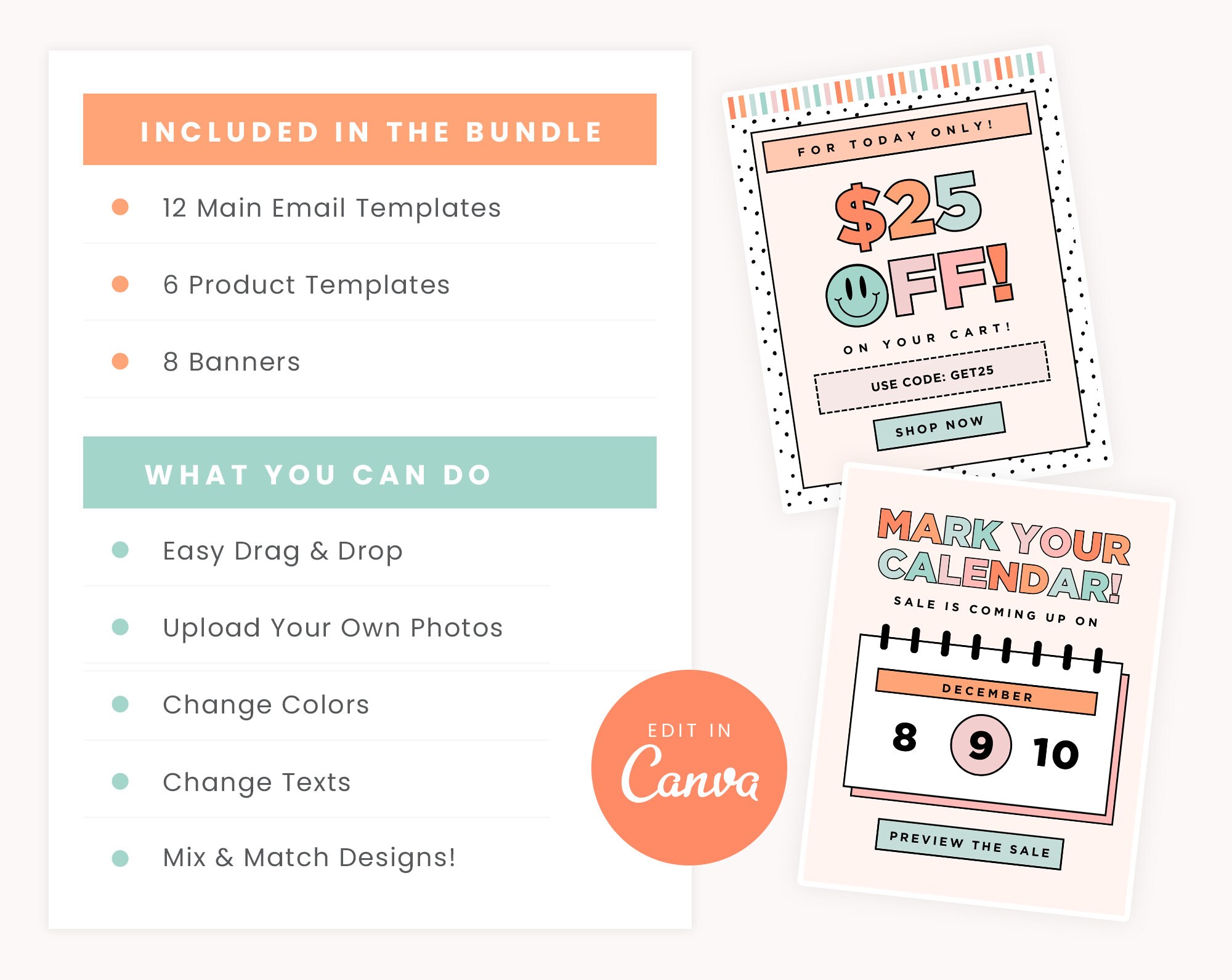 Email Templates Newsletter Design Editable in Canva, Email Banners and ...
