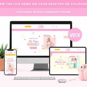 Wix Template in Rainbow Bright Happy Colors Colorful Pink Blue Wix ...