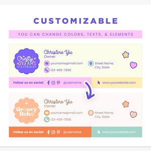 Email Signature Template Editable in Canva, Purple Pink Blue Bright ...