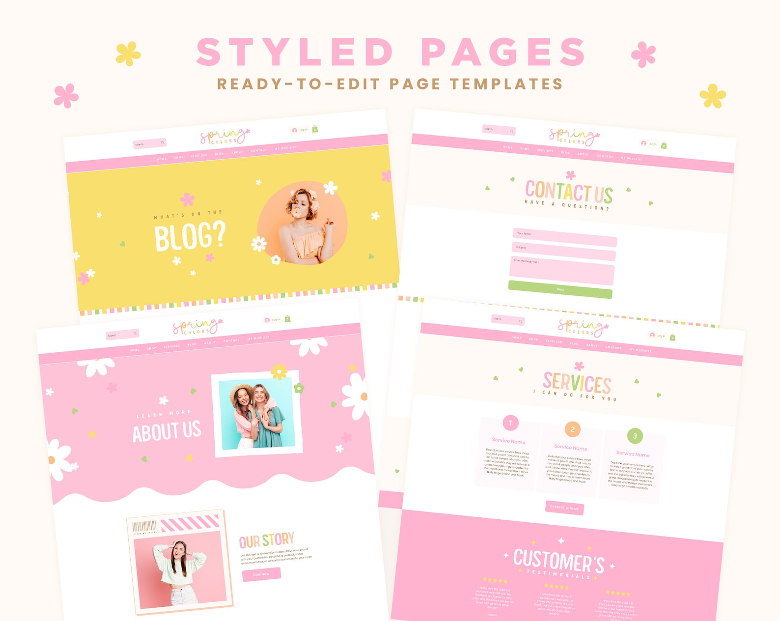 Wix Template in Spring Colors - Bright Colorful Flowers Wix Website ...