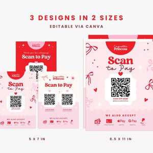 Scan to Pay Template in Coquette Aesthetic, Pink and Red Customizable ...