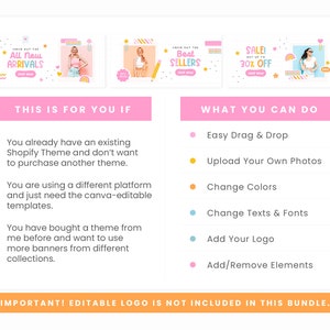 Shop Banners Bright Rainbow Colors Editable via Canva, Shopify Banners ...