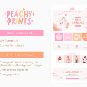 Wix Template in Peach Pink Orange Colors - Cute Wix Website Theme ...