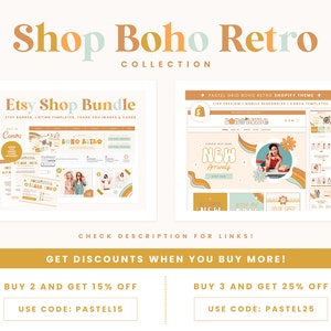 Branding Kit Boho Retro Canva Templates Editable Aesthetic Business ...