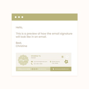 Email Signature Template Editable in Canva, Cottagecore Green Sage ...