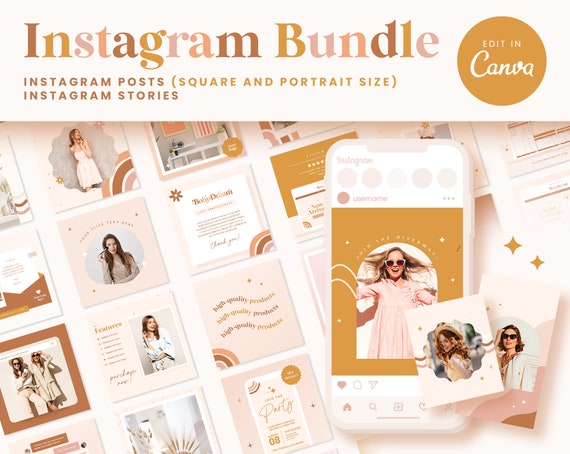 Instagram Posts Template Bundle in Square Portrait and - Etsy