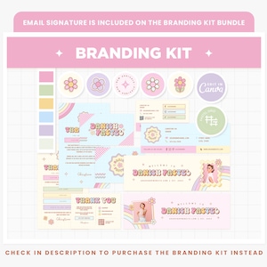 Email Signature Template Editable in Canva, Rainbow Pastel Pink Orange ...