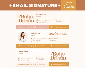 Email Signature Template Editable in Canva, Pink Peach Orange ...