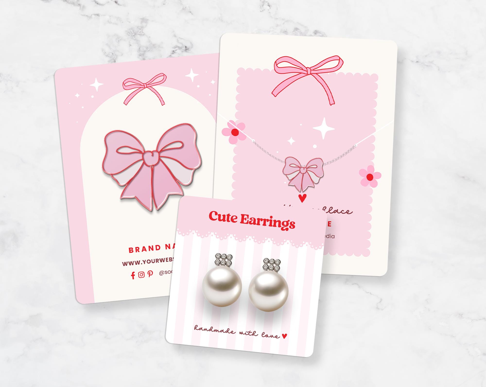 Display Cards Editable Canva Template in Coquette Aesthetic, Pink and ...