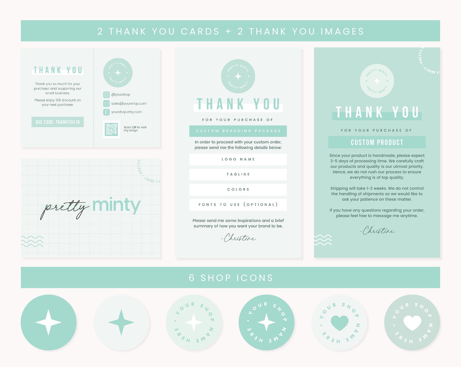 Etsy Shop Banner Templates, Mint Green Minimalist Etsy Branding Kit ...
