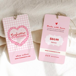 Editable Price Tag Canva Template in Coquette Aesthetic, Pink and Red ...