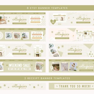 Etsy Shop Banner Templates, Cottagecore Sage Green Editable Etsy ...