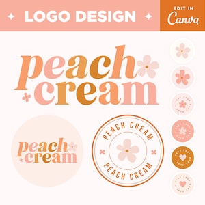 Editable Logo in Peach Cream Orange Logo Design Customizable Colors ...