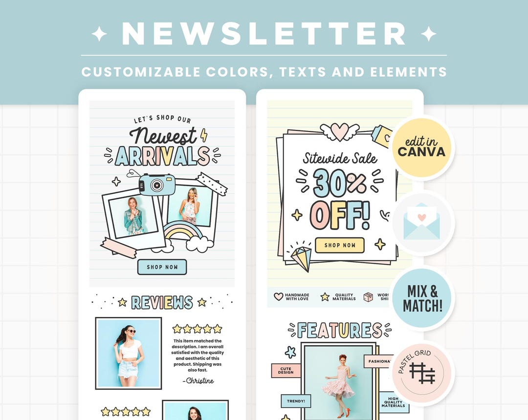 Newsletter Design Editable Canva Pastel Blue Yellow Aesthetic ...