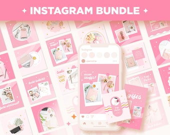 Pink Girly Instagram Posts Template Bundle in Square, Portrait, and ...