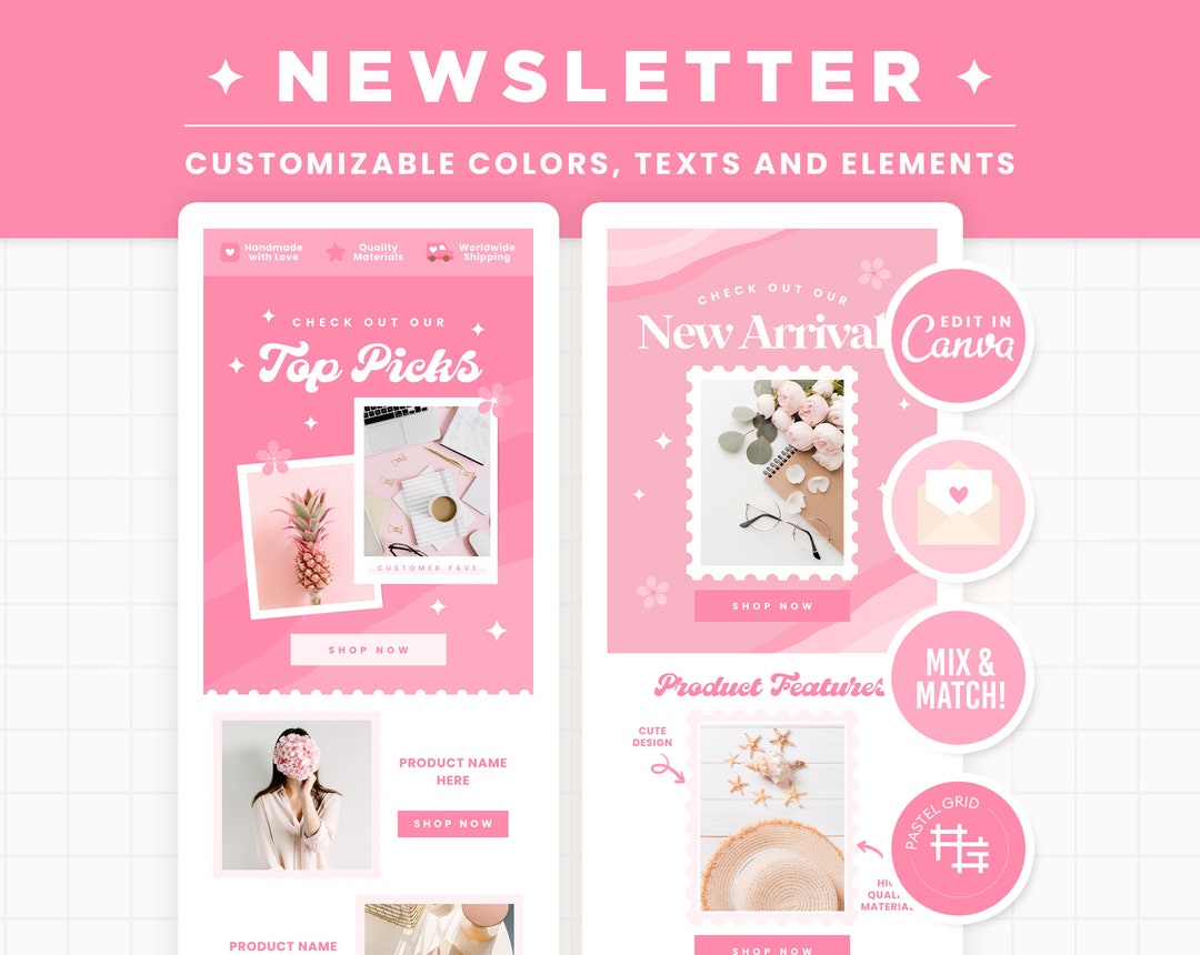 Email Templates Newsletter Design Editable in Canva, Email Banners and ...