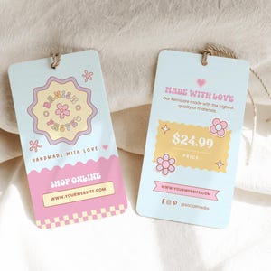 Editable Price Tag Canva Template Danish Pastel Rainbow Pink Purple ...