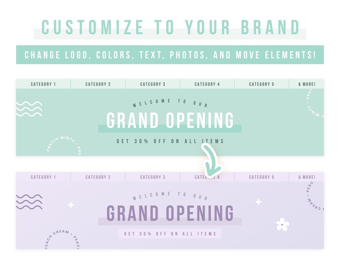 Etsy Shop Banner Templates, Mint Green Minimalist Etsy Branding Kit ...
