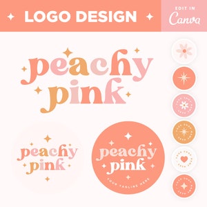 Editable Logo in Peach Pink Orange Colors Aesthetic Logo Design ...