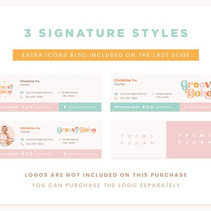 Email Signature Template Editable in Canva, Groovy Boho Pastel ...