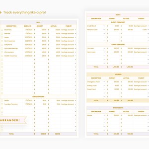 Budget Spreadsheet in Pastel Rainbow Colors, Digital Budget Planner ...