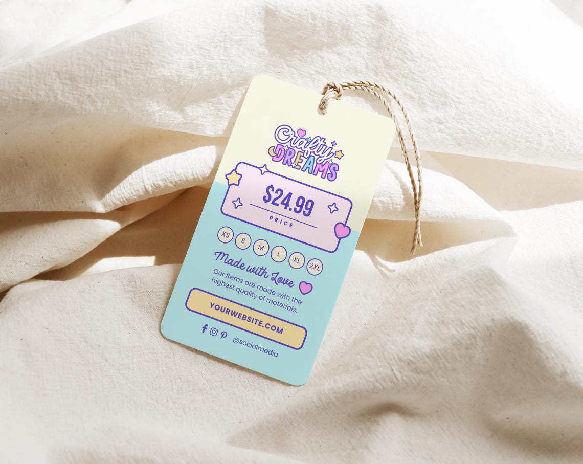 Editable Price Tag Canva Template in Rainbow Purple Blue Pink Purple ...
