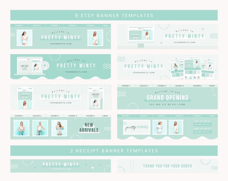 Etsy Shop Banner Templates, Mint Green Minimalist Etsy Branding Kit ...