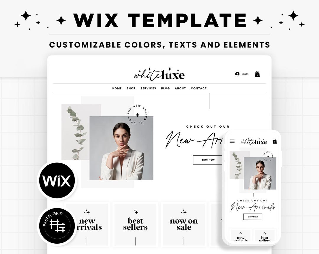 Wix Template Black White Minimalist Elegant Wix Website Editable Canva ...