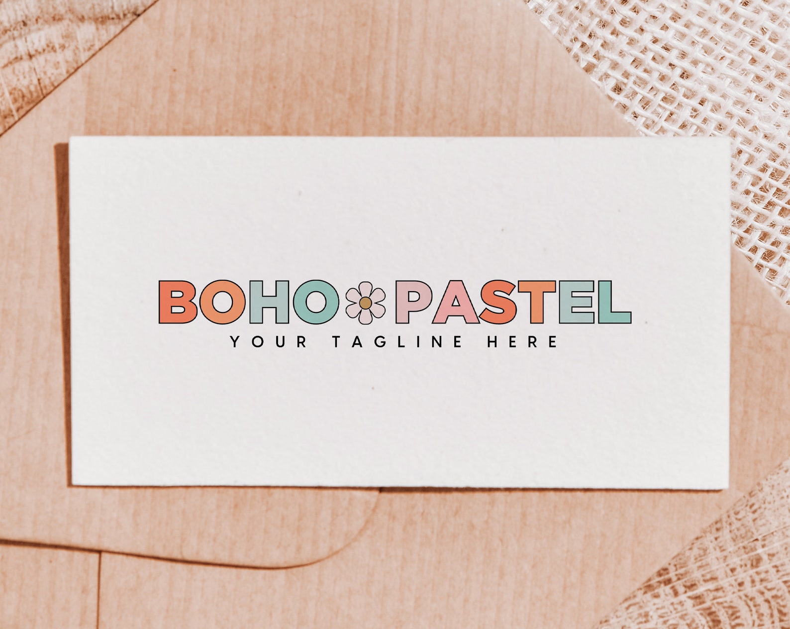 Editable Logo in Canva Boho Pastel Groovy Aesthetic Retro Logo Design ...