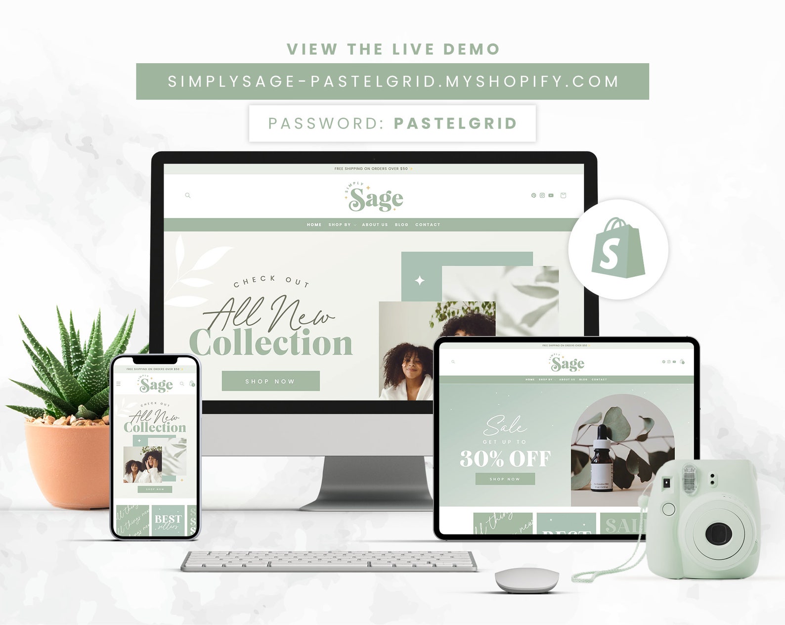 Shopify Theme Sage Green Customizable Shopify Template - Etsy