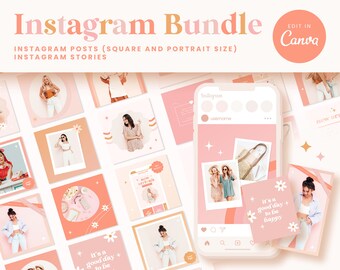 Instagram Posts Template Bundle in Square Portrait and - Etsy