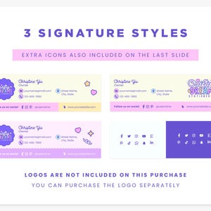 Email Signature Template Editable in Canva, Purple Pink Blue Bright ...