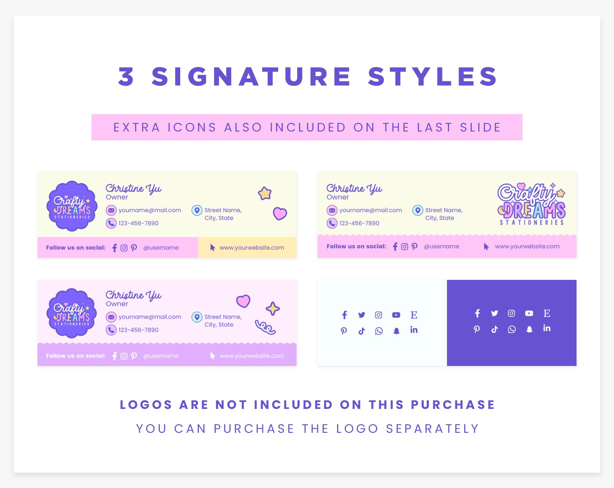 Email Signature Template Editable in Canva, Purple Pink Blue Bright ...