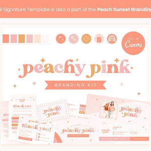 Email Signature Template Editable in Canva, Pink Peach Orange ...