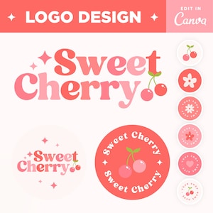 Editable Logo in Red Pink Bright Colors Aesthetic Logo Design ...