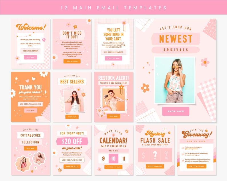Newsletter Design Editable in Canva Pink Peach Orange Aesthetic ...