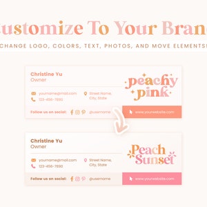 Email Signature Template Editable in Canva, Pink Peach Orange ...