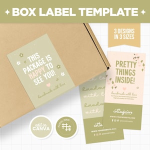 Editable Box Label Canva Template Cottagecore Aesthetic, Olive Green ...