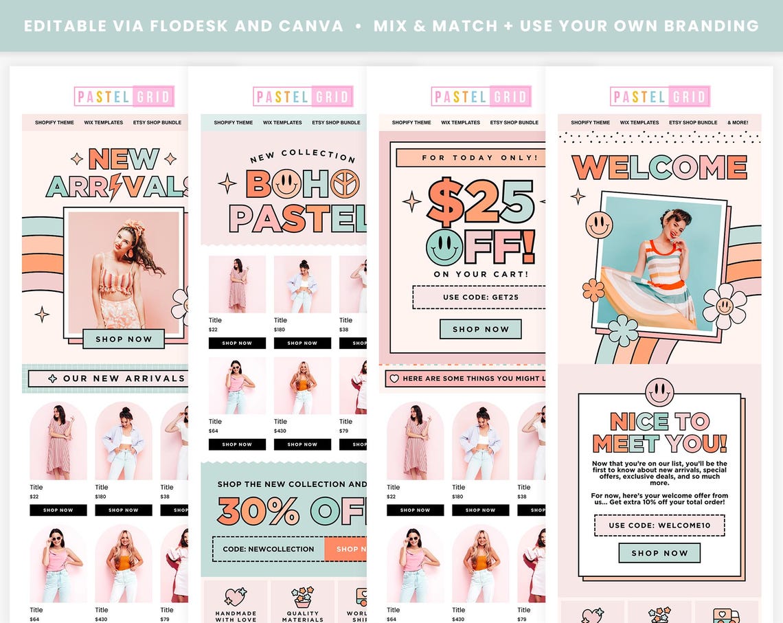 Flodesk Newsletter Templates Design Editable in Canva, Email Banners ...