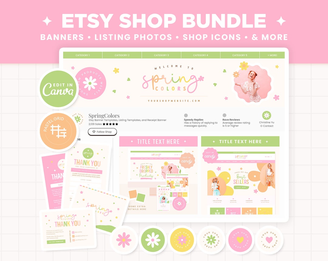 Etsy Shop Banner Templates, Spring Colorful Pastel Etsy Branding Kit ...