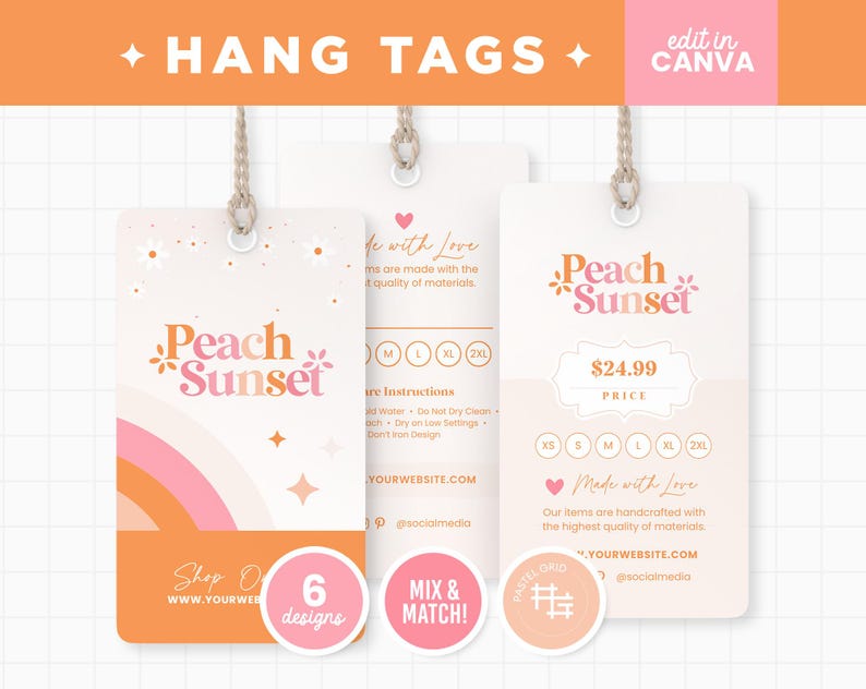 Editable Price Tag Canva Template Hang Tags for Clothing Business Price ...