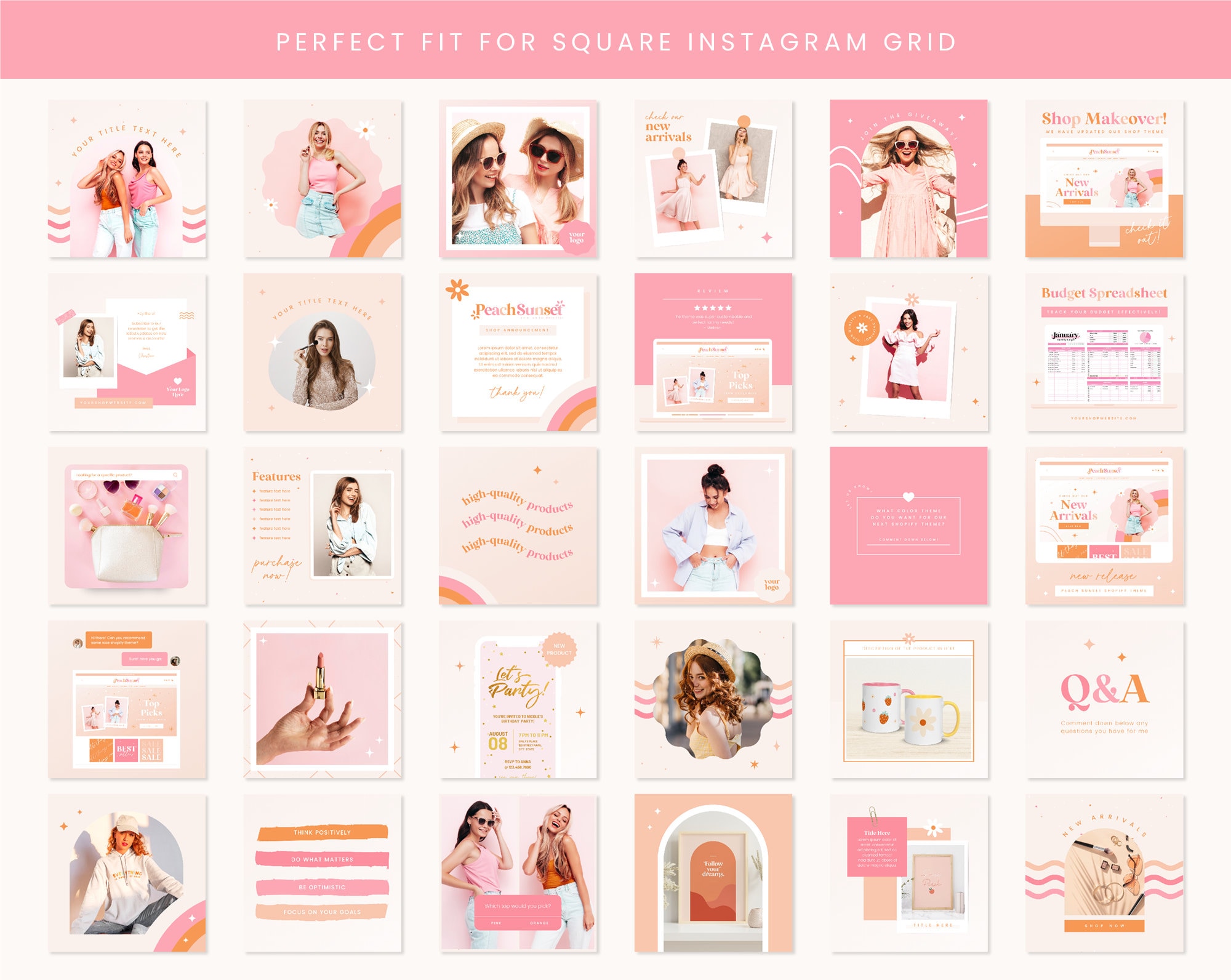 Instagram Posts Template Bundle in Square, Portrait, and Stories in ...