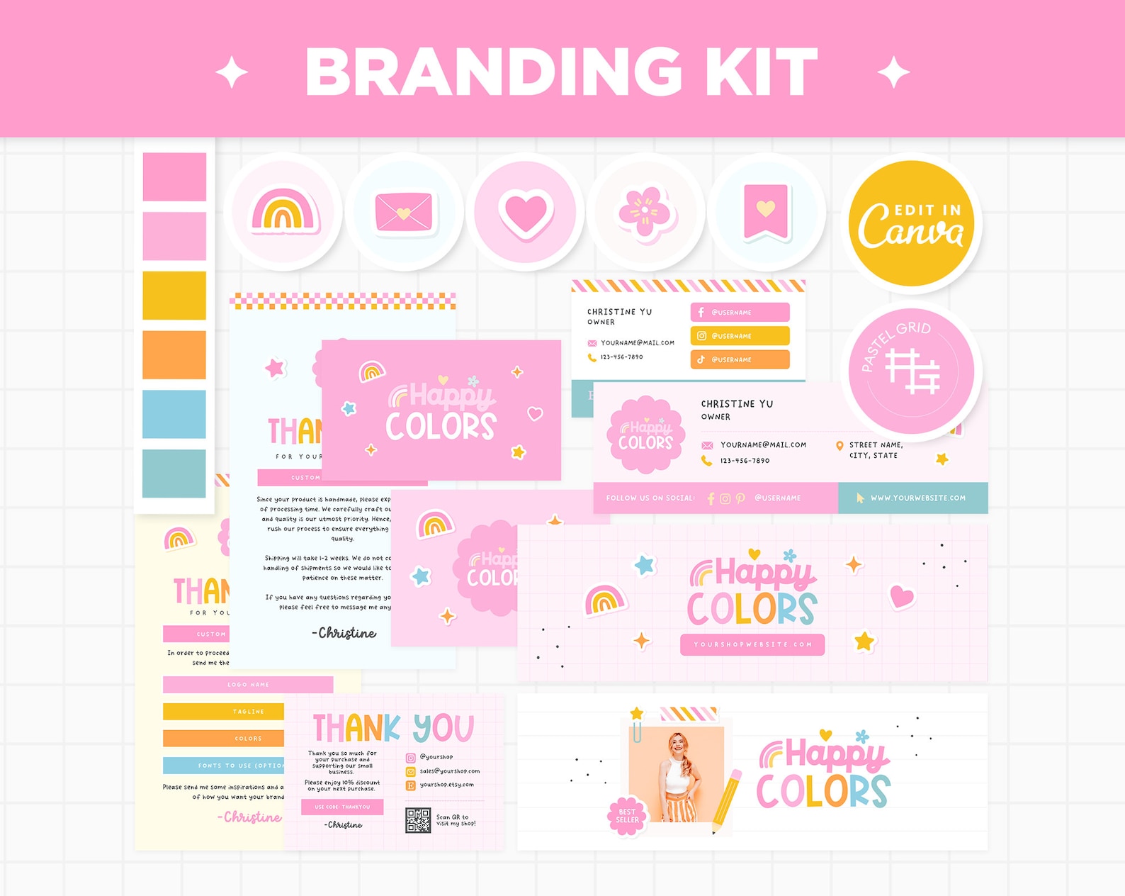 Branding Kit Canva Templates Editable and Customizable Business Cards ...