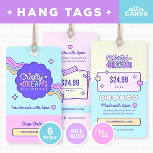 Editable Price Tag Canva Template in Rainbow Purple Blue Pink Purple ...