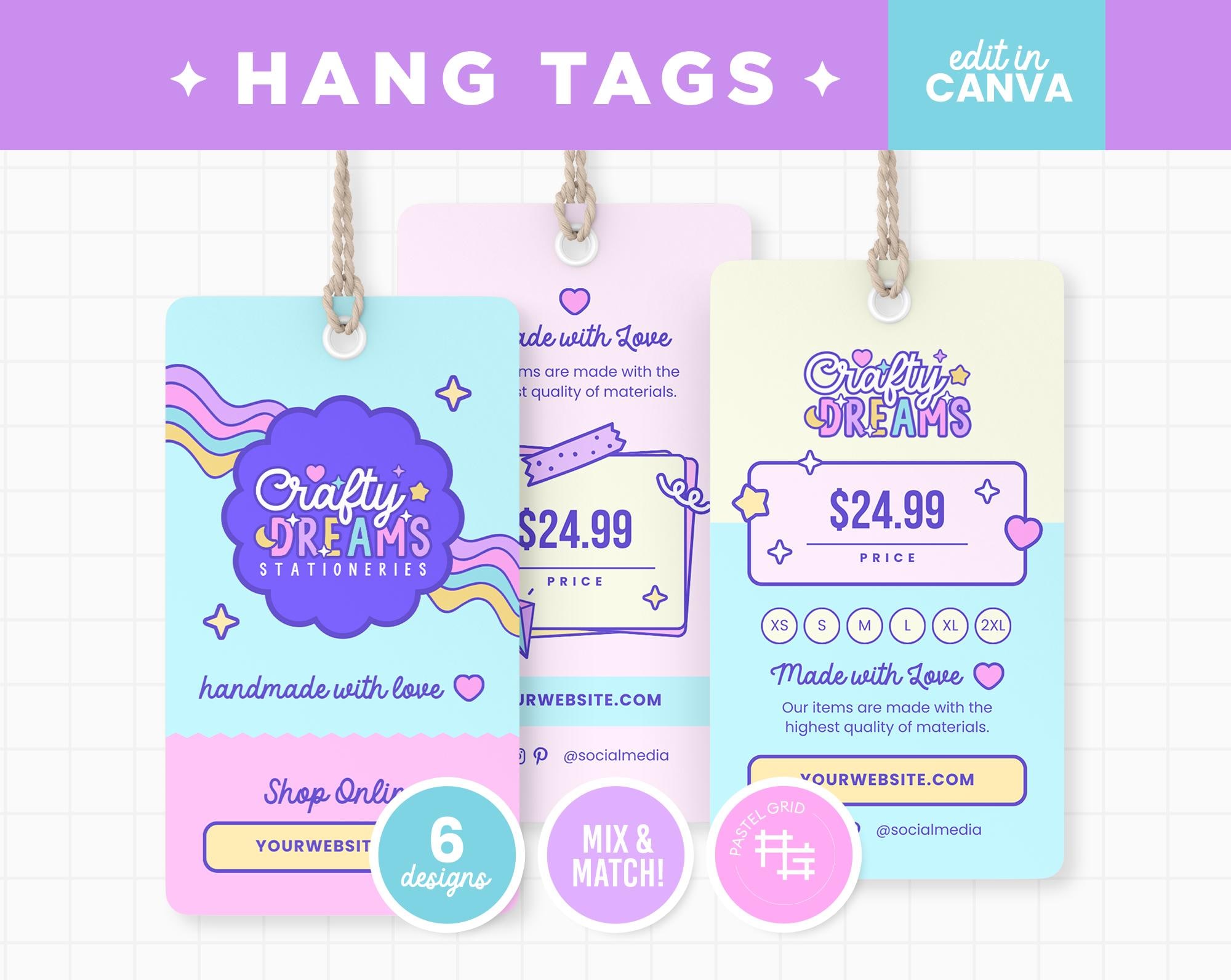 Editable Price Tag Canva Template in Rainbow Purple Blue Pink Purple ...