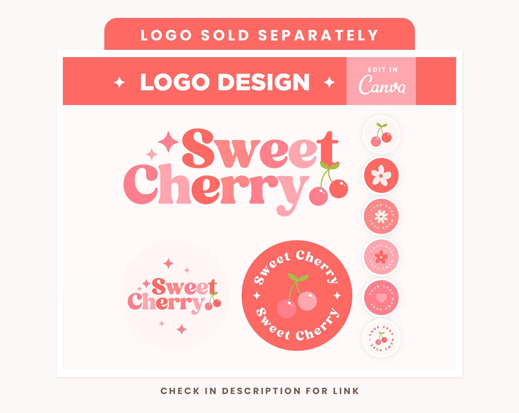Branding Kit Red Pink Cherry Canva Templates Editable Business Cards ...