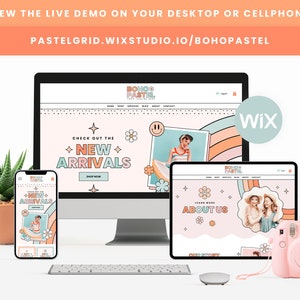 Wix Template in Boho Pastel Rainbow Groovy Cute Wix Website Theme ...